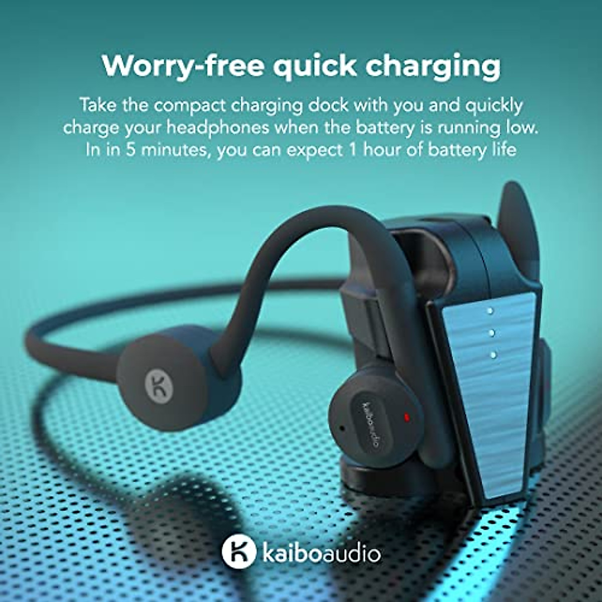 Kaibo Flex - Bone Conduction Headphones with Mic - Superior Sound - USB-C Quick Charge - Open Ear Bluetooth Earphones - Water-Resistant - Smart Touch Control - Sport Headset For Gym, Running, Cycling