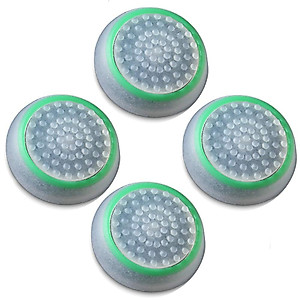 4PCS Silicone Thumb Stick Joystick Analog Grip Thumbsticks Cap Cover Case for PS4 PS3 PS2 Xbox One Xbox 360 Wii U NS Pro Controller (White-Green)