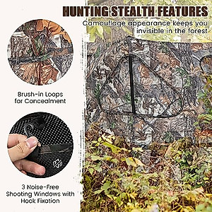 GYMAX Hunting Blind, 2-Panel See Through Pop Up 2-3 Persons Camouflage Deer Blind with Windows & Carrying Bag, Portable Folding Outdoor Ground Blind for Deer Turkey Hunting Gear Accessories