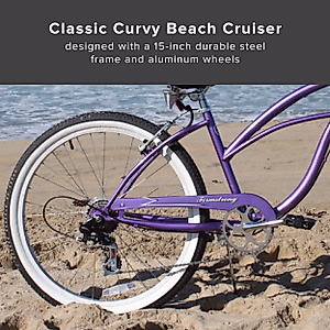 Firmstrong Urban Women's Beach Cruiser Bike, 7 Speed Bicycle, 26 Inch Wheels, Purple
