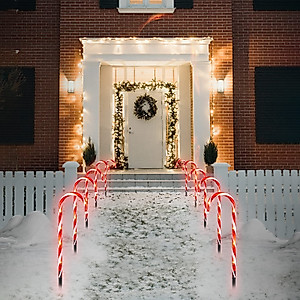 Fedeas Christmas Candy Cane Lights Outdoor Decoration, Set of 10 Packs Pathway Markers LED Lights for Home Indoor Patio Garden Yard Walkway Lawn