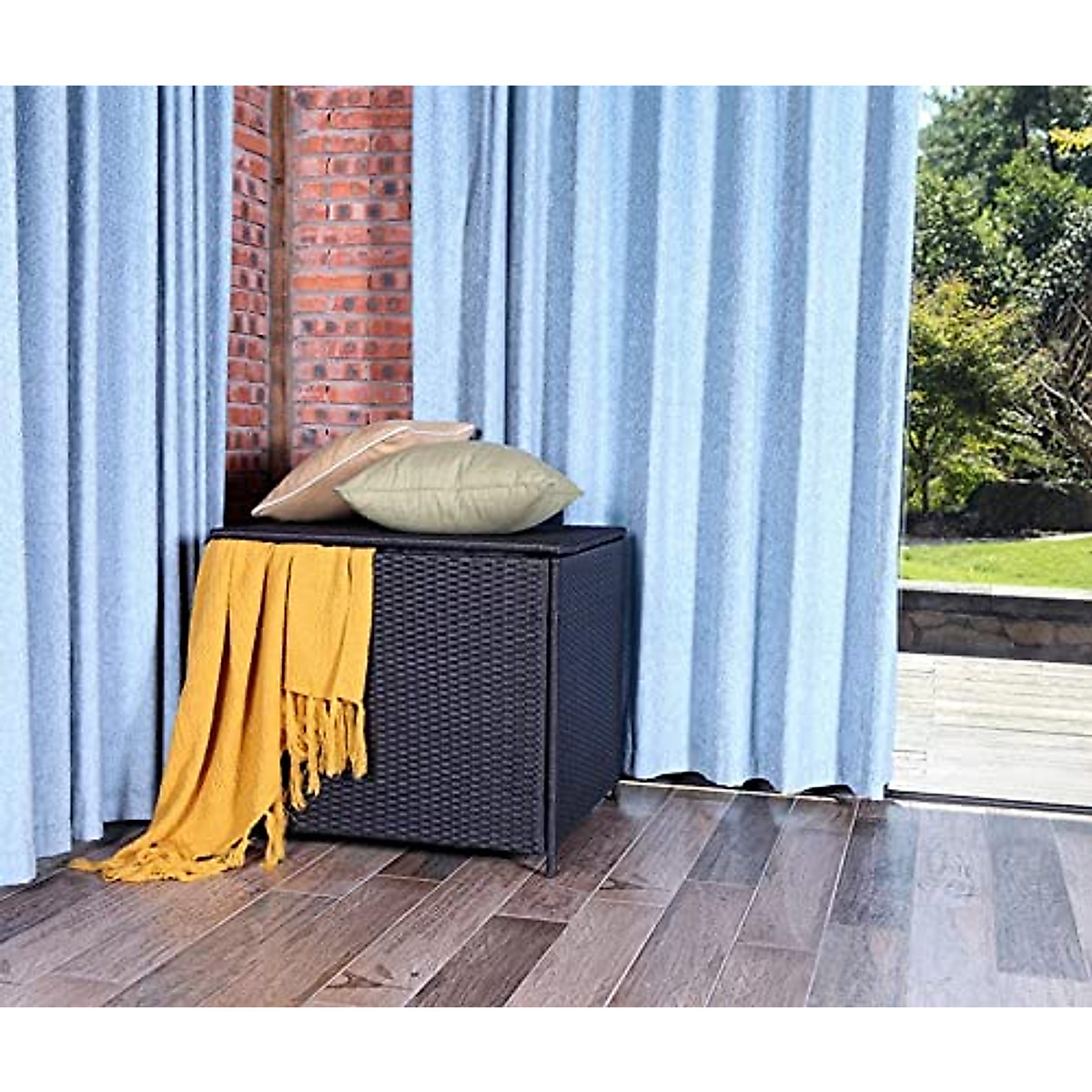 UNITED FLAMES 91 Gallons Outdoor Storage Box Waterproof Deck Box Lightweight All-Weather Wicker Storage Bin for Storing Cushions Garden Tools and Pool Toys Black