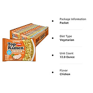 Nissin Top Ramen Noodle Soup, Chicken, 3 Ounce (Pack of 24)