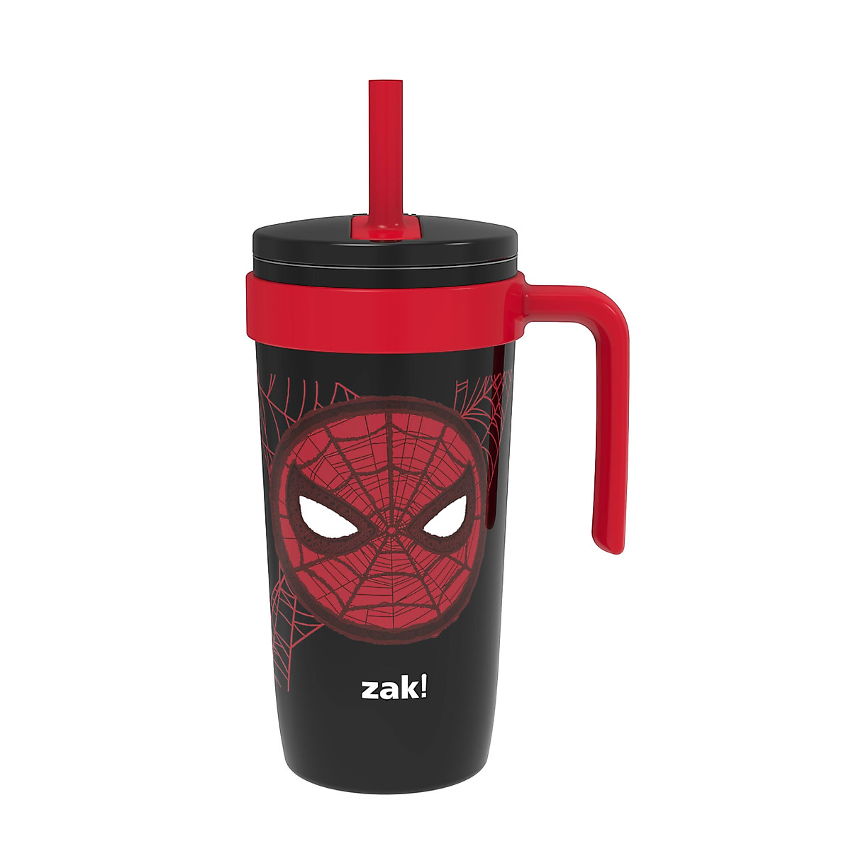 Zak Designs Marvel Fairway Travel Tumbler for On the Go or At Home, 18oz Stainless Steel with Vacuum Insulation, Spillproof Silicone Straw, and Carry Handle for Cold Drinks (Spider-Man)