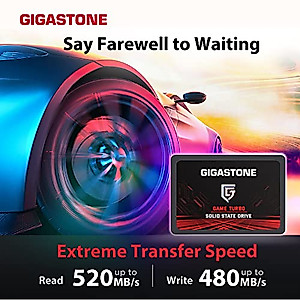 Gigastone Game Turbo 256GB SSD SATA III 6Gb/s. 3D NAND 2.5" Internal Solid State Drive, Read up to 520MB/s. Compatible with PC, Desktop and Laptop, 2.5 inch 7mm (0.28”)