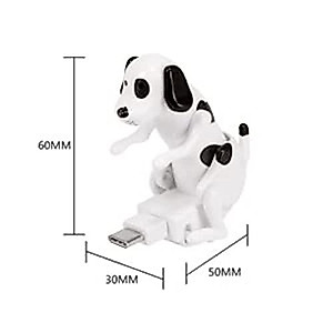 Goderat Portable Stray Dog Charging Cable, Funny Hump Dog Fast Charger Cable, Spoof Toy Data Cable for iPhone (iOS, White)