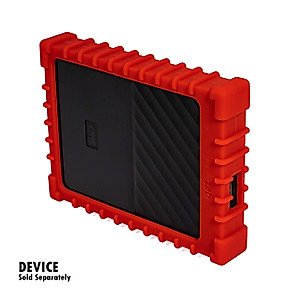 getgear Silicone External Hard Drive Bumper Case for WD My Passport, My Passport for Mac Portable External Hard Drive, 1TB, 2TB (0.54" Height), Strong-Shock Absorbing, Slip-Resistant (red)