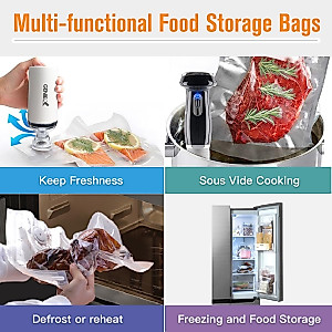 GenieX Vacuum Sealer Bags for Food Saver, Vacuum Seal Bags for Food Storage, Reusable Freezer Vacuum Storage Bags | Enhanced Air Valve, Easy to get vacuum, Keep Fresh Longer (20pcs pack)