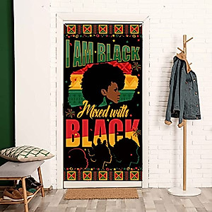 FARMNALL Black History Month Door Cover African American Decoration Party Photography Door Banner Farmhouse Holiday Decor Pattern Black Red Yellow Supplies for Home Office