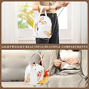 Qilmy Dog Face Crochet Bag Organizer, Knitting Bag Yarn Storage Organizer, Portable Travel Crochet Organizer with Accessories Case, Yarn Storage Organizer