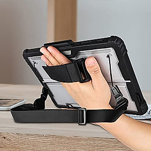 MOSISO Case Compatible with Surface Pro 7 Plus/Pro 7/Pro 6/Pro 5/Pro 2017/Pro 4/Pro LTE, Heavy Duty Rugged Hard Shell Cover with Shoulder Strap & Hand Strap Compatible with Type Cover Keyboard, Black