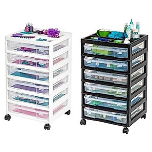 IRIS USA 6-Tier Scrapbook Rolling Storage Cart with Organizer Top White Frame with 6 Clear Scrapbooking Drawer Cases, 1-Pack & IRIS USA 150816 IRIS 6-Drawer Scrapbook Cart with Organizer Top, Black