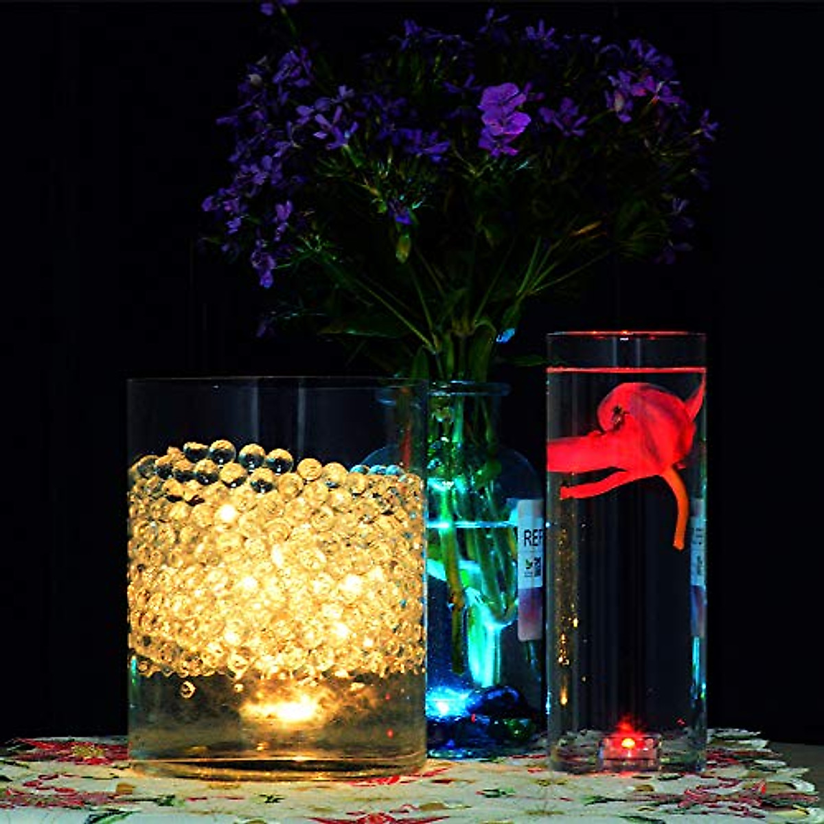 KUCAM Mini Submersible LED Lights, Waterproof Small LED Tea Lights Candle with Remote Battery Operated,RGB Color Changing for Vase Home Party Wedding Table Centerpieces,10 Pack