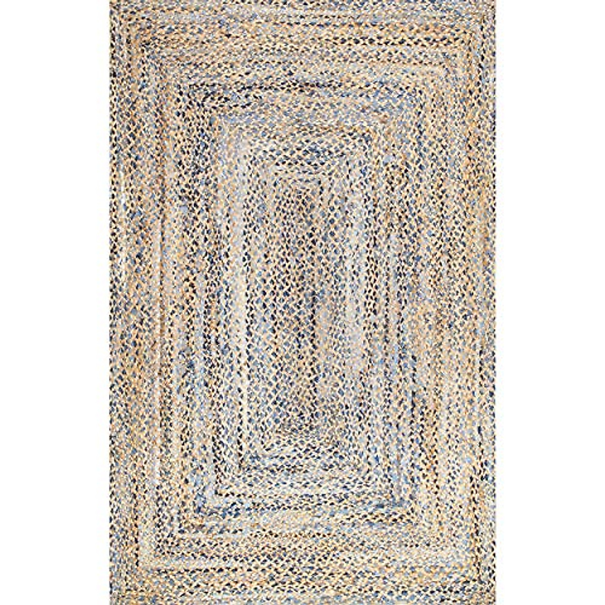 nuLOOM Eliz Braided Denim and Jute Area Rug, 4x6, Blue