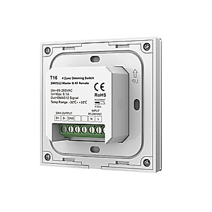 LAZIRO 86 Wall Mounted Touch Panel Led Strip Dimmer DMX Master & 100-240V 2.4G Wireless Remote Single Color Tape 4 Zones On Off Switch