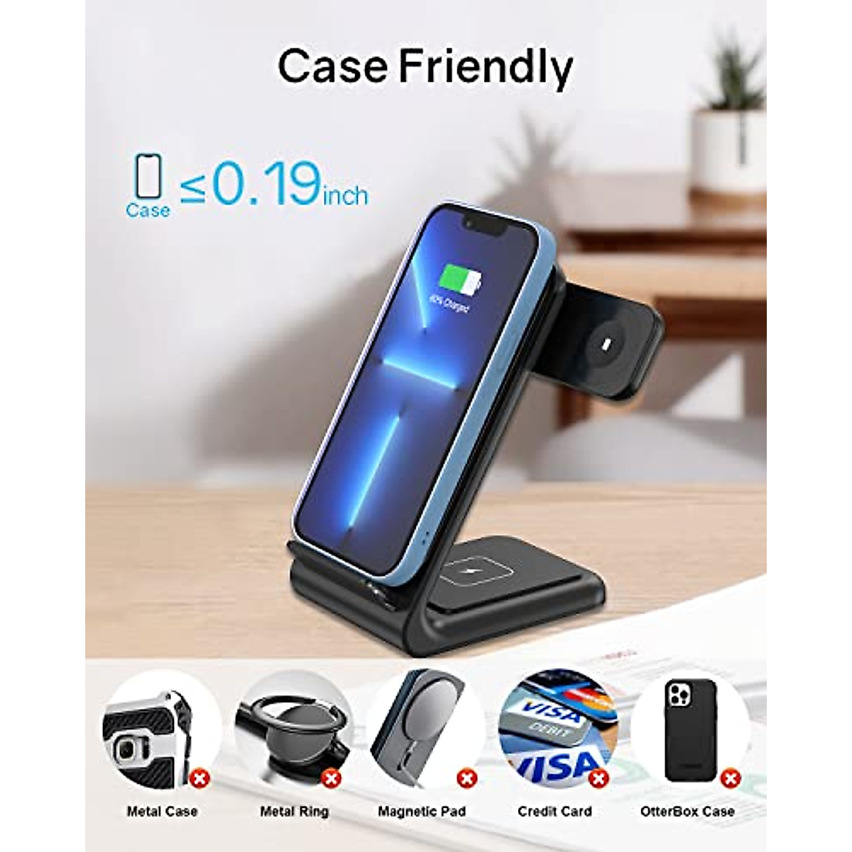 Wireless Charging Station for Multiple Device Apple - 3 in 1 Wireless Charger Stand Dock for Apple Watch 7/SE/ 6/5/4/3/2, Airpods 3/2/Pro, iPhone 13 Pro/13/12Pro/12/11 Certified Phones