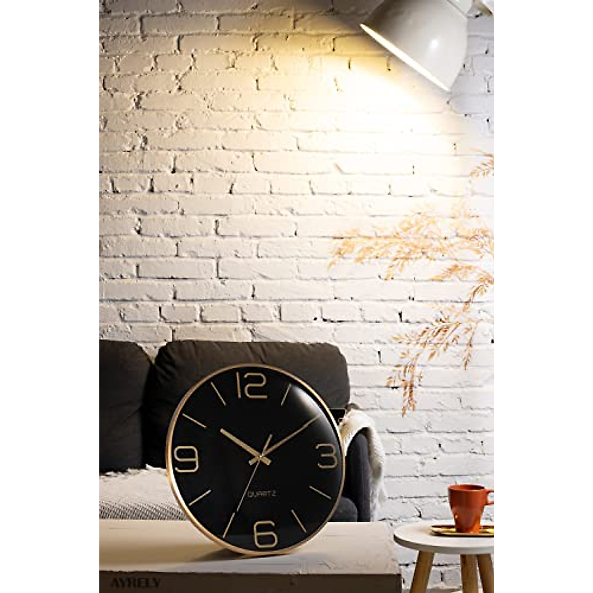 AYRELY® 12 Inch Silent Modern Wall Clocks Battery Operated, Wall Clock for Living Room Décor,Gold Metal Frame Clock Decorative for Bedroom,Kitchen,Office