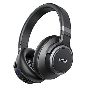 KVIDIO Active Noise Cancelling Headphones, 65 Hours Playtime Bluetooth Headphones with Microphone, Transparency Mode, Deep Bass and Hi-Fi Stereo Sound (Black)