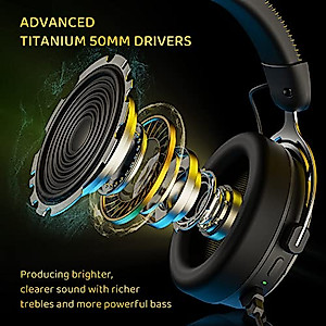 BINNUNE 2.4G Wireless Gaming Headset Headphones with Microphone for PS4 PS5 PC,Shining RGB,USB Gamer Headphones with Mic for Playstation 4|5,Bluetooth Mode for Switch,Durable Aluminum Frame