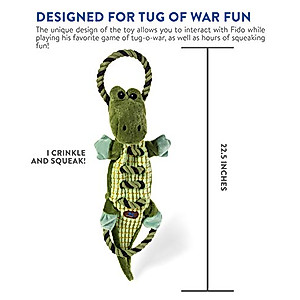Charming Pet Ropes-A-Go-Go Gator Interactive Plush Squeaky Dog Tug Toy