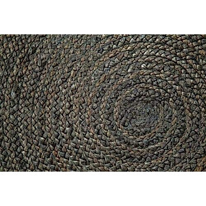 THE PIKKU INTERNATIONAL - Rug Round Natural Jute Hand Woven Braided Area Rug Black Color Carpet (132 x 132 Inch (11 Feet Round))