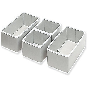 Simple Houseware Foldable Cloth Storage Box Closet Dresser Drawer Divider Organizer Basket Bins for Underwear Bras, Gray (Set of 4)