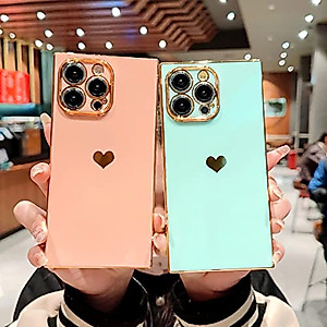 Tzomsze Square iPhone 14 Pro Case, Cute Cases Full Camera Protection, Reinforced Corners TPU Cushion Shockproof Edge Bumper Cover iPhone 14 Pro Phone Case [6.1 inches] -Purple