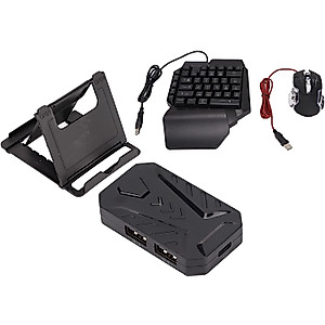 Mix Pro Keyboard and Mouse Adapter, One Handed Keyboard Mouse Combo Set Converter USB Wired Mobile Gaming Keyboard Mouse Adapter Converter for Android, iOS(BT 4.0)