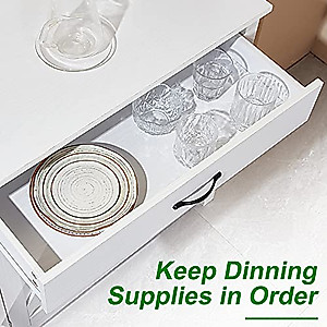 AVAWING Kitchen Sideboard Buffet Cabinet, Modern Farmhouse Kitchen Storage Cabinet with Drawer and Adjustable Shelf, Coffee Bar Cabinet for Kitchen, Dining Room, Bathroom, Entryway, White