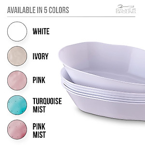 Silver Spoons MINI DESSERT BOWLS | Oval Dessert Plates | Lava Collection | White | 6 PC