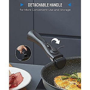 Induction Cookware Set 10 Pieces, Nonstick Pots and Pans Set with Detachable Handles, for All Hobs, Stackable Design, Dishwasher/Oven Safe