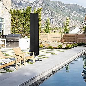 LooDro Patio Umbrella Cover fits 7-11ft Waterproof Umbrella Covers with Zipper Outdoor Garden Umbrellas Market Parasol Covers with Push Rod, Black