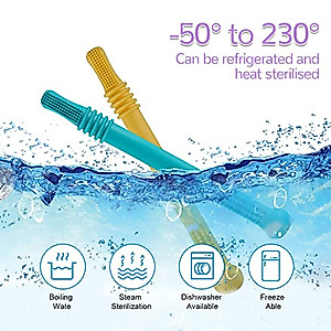 Yinghezu Hollow Teether Tubes, 6 Pack Chew Straw Toy for Infant Toddlers Silicone Teething Toys for Babies, 0-6 Months 6-12 Months BPA Free/Freezable/Dishwasher and Refrigerator Safe