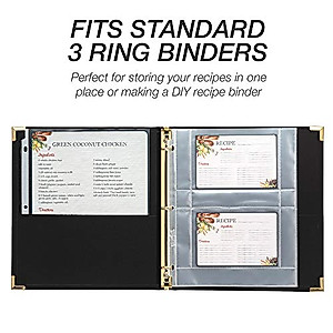 Samsill Recipe Card Page Protectors for 8.5 x 11 Recipe Binder, 4 x 6 Pockets, 2 Pockets, 50 Count, Recipe Book Pocket Page Refill Sheets, Side Margin Loading, for 8.5 x 11 Standard 3 Ring Binders