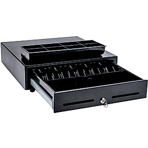 Star Micronics CD3-1616 5 Bill / 8 Coin Value Series Cash Drawer with 2 Media Slots and Included Cable (16" x 16") - Black