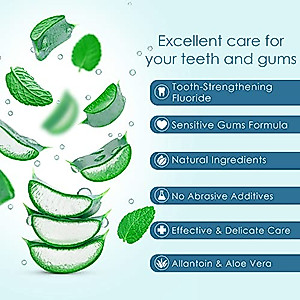 AloeSense Fluoride Toothpaste, Naturally Soothing Toothpaste Sensitive Teeth and Gum Care with Aloe Vera, Allantoin & Fresh Mint Flavor, Gentle & Natural Toothpaste, ADA Approved (5-oz, 3 Count)
