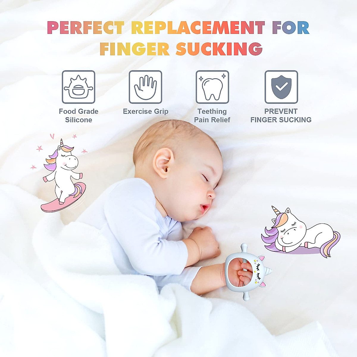 Tinabless Soother Pacifier Set of 2, BPA Free Silicone Newborn Pacifiers Teether Toys for 3-6 Month Baby Boy and Girl, Unique Baby Halloween/Christmas/Shower Gift