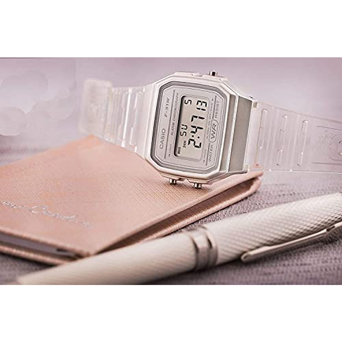 Casio F-91WS-4EF Unisex Transparent Silicone Pink Watch