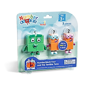 hand2mind Numberblock Four and The Terrible Twos, Cartoon Action Figure Set, Toy Figures, Play Figure Playsets, Small Figurines for Kids, Number Toys, Math Toys for Kids 3-5, Birthday Gifts for Kids