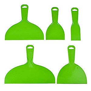 zYoung 5 Pcs Reusable Plastic Putty Knife Set Flexible Scraper Tool Flexible Paint Scrapers Tool for Decals, Wallpaper, Baking, Wall and Car Putty, Spackling, Patching and Painting