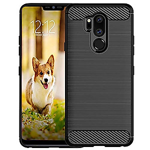 KEEPCA for LG G7 ThinQ Case,LG G7 Phone case,Slim Thin Soft Flexible TPU Rubber Gel Silicone Anti-Scratch Shockproof Carbon Fiber Protective Cases Cover for LG G7 ThinQ,Brushed Black