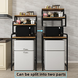 4-Tier Kitchen Bread Rack, Mini Fridge Stand Shelf, Double-Purpose Rack, Free Standing Kitchen Storage Shelf Rack, Microwave Oven Stand with Storage, Kitchen Baker's Rack for Spices, Pots and Pans