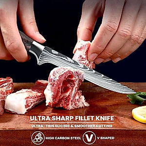 MDHAND 6" Boning Knife - Ultra Sharp Meat Knife, Professional Fillet Knife for Meat Poultry Chicken, Forged High Carbon German Stainless Steel Deboning Knife, Ergonomic Pakkawood Handle with Gift Box