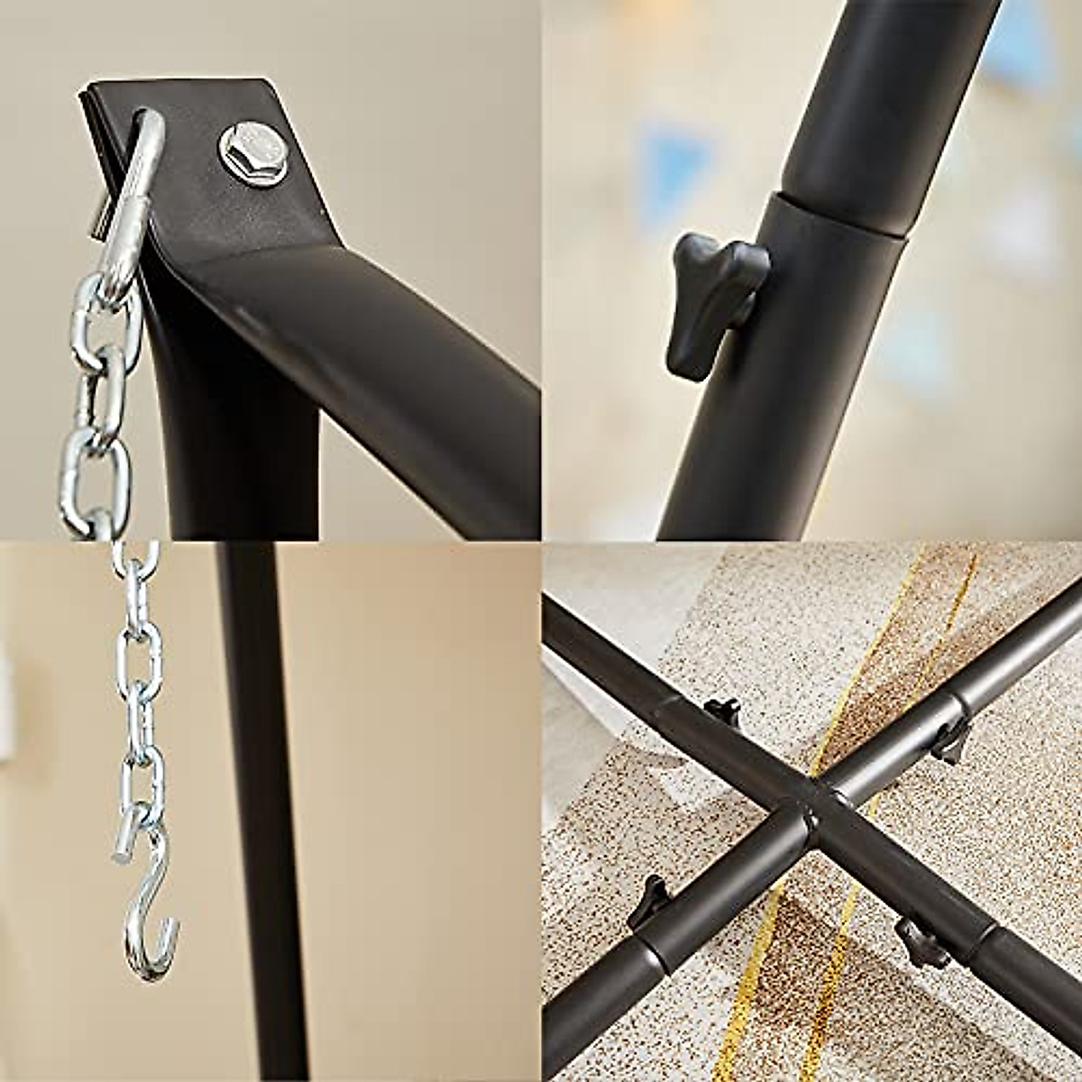Zupapa Steel Hammock Swing Stand Adjustable Hammock Chair Swing Stand for Hanging Chairs Air Porch Loungers, Weather Resistant, Indoor Outdoor Deck Patio Yard