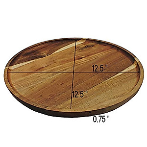 JB Home Collection 4569, Premium Acacia Wooden Food Serving Charger Plate Platter Round Wooden Tea Tray Snack Platter 12.5"x12.5"