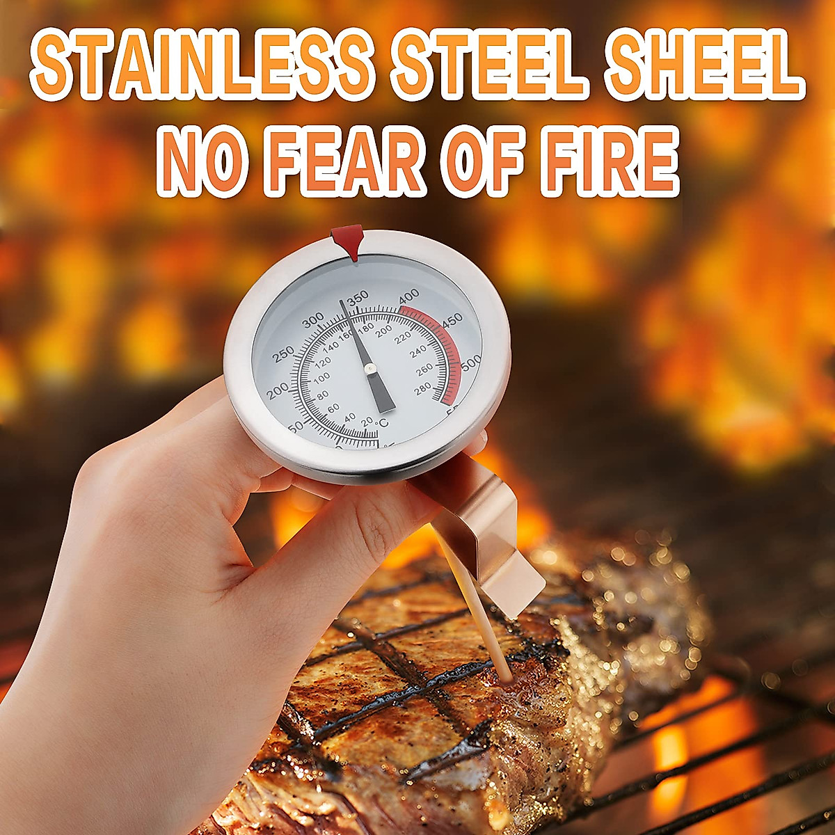 12" Meat Thermometer for Cooking Instant Read Long Stem Waterproof Stainless Steel Kitchen Thermometer for Deep Frying Candy Turkey BBQ Grill