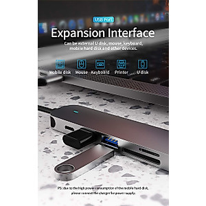 USB C Hub, 6 in 1 USB C Docking Station with 4K HDMI, 1 USB 3.0/1 USB 2.0, PD, SD/TF Card Reader, Type-C Data Transfer., space grey