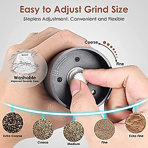 Electric Pepper And Salt Grinder,2pcs Packaged Rechargeable Grinder Set,Built-In Battery Large Storage And Grinding space,Auto Operation with Adjustable Coarseness Grinder(2in1).