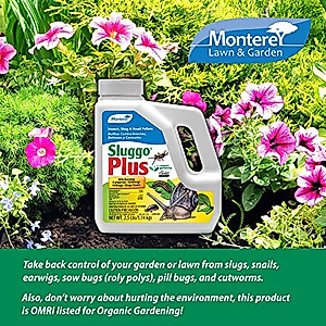 Monterey - Sluggo Plus - Snail & Slug Killer, Plus Controls Other Insects, OMRI Listed for Organic Gardening - 2.5 Pounds