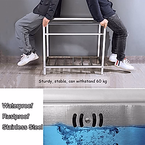 Free Standing Stainless Steel Utility Sink Single Bowl Kitchen Sinks Commercial Restaurant Sink Portable Outdoor Handwashing Station for Laundry Backyard Garage Camping 75x40x75cm(30x16x30in)